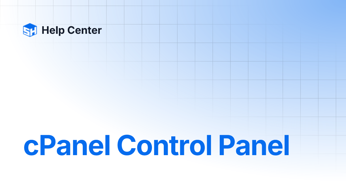cPanel Control Panel | Help Center